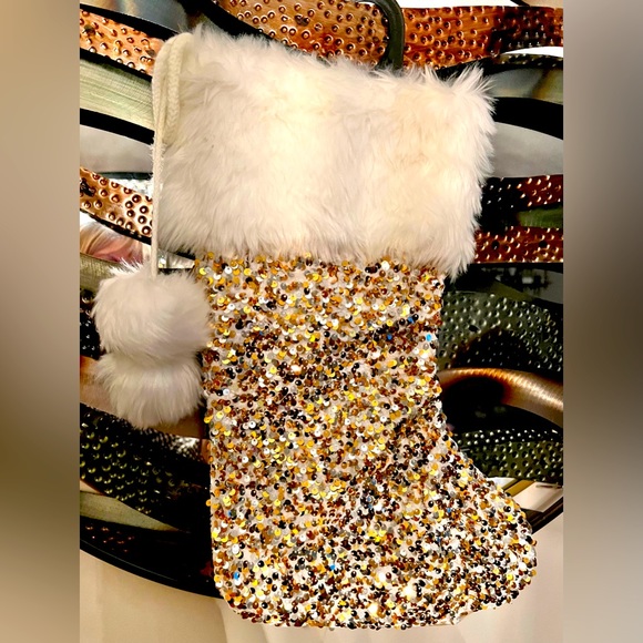 Holiday | New Gold And Silver Sequin Christmas Stocking 15 Long Faux ...